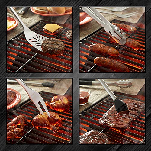 Pure Grill 4-PieceĀ Stainless Steel BBQ Tool Utensil Set - Professional Grade Barbecue Accessories