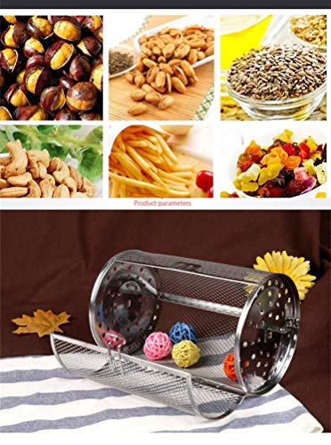 Falytemow Stainless Steel Rotisserie Grill Roaster Drum Oven Basket Oven Roast Baking Rotary for Peanut Dried Nut Coffee Beans BBQ 5.51 x 10.43 inch (14x26.5cm)