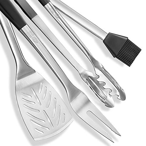 Pure Grill 4-PieceĀ Stainless Steel BBQ Tool Utensil Set - Professional Grade Barbecue Accessories