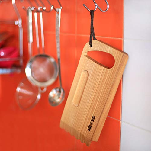 Mr.Art Wood BBQ and Grill Wooden Scraper Tool, Size 10.6β x 4.7β β Made in Europe, Barbeque Cleaner with Grooved and Flat Edge β 100% Natural One-Piece Ash Wood