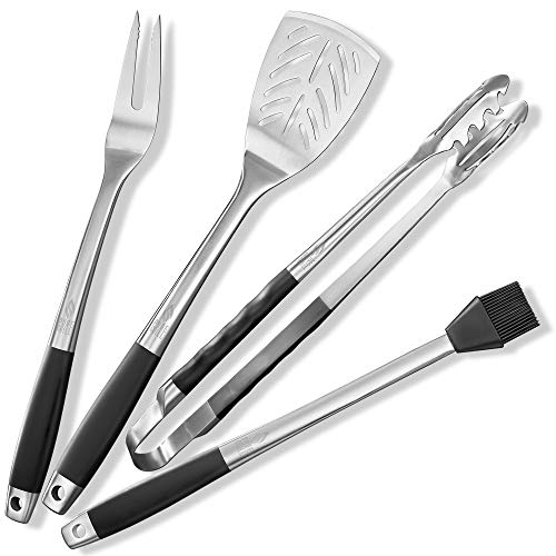Pure Grill 4-PieceĀ Stainless Steel BBQ Tool Utensil Set - Professional Grade Barbecue Accessories
