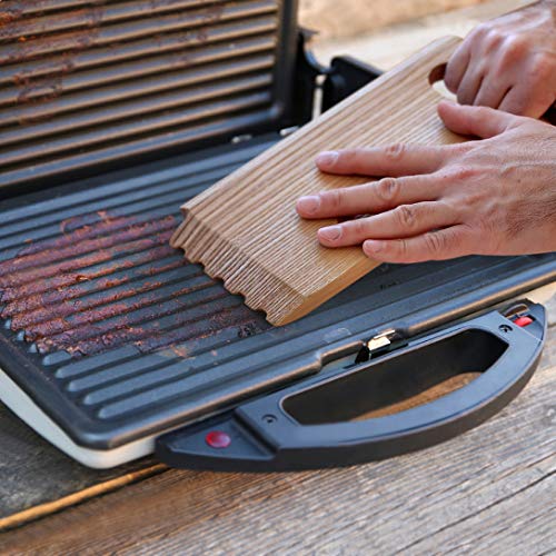 Mr.Art Wood BBQ and Grill Wooden Scraper Tool, Size 10.6β x 4.7β β Made in Europe, Barbeque Cleaner with Grooved and Flat Edge β 100% Natural One-Piece Ash Wood