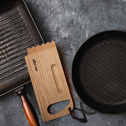 Mr.Art Wood BBQ and Grill Wooden Scraper Tool, Size 10.6β x 4.7β β Made in Europe, Barbeque Cleaner with Grooved and Flat Edge β 100% Natural One-Piece Ash Wood