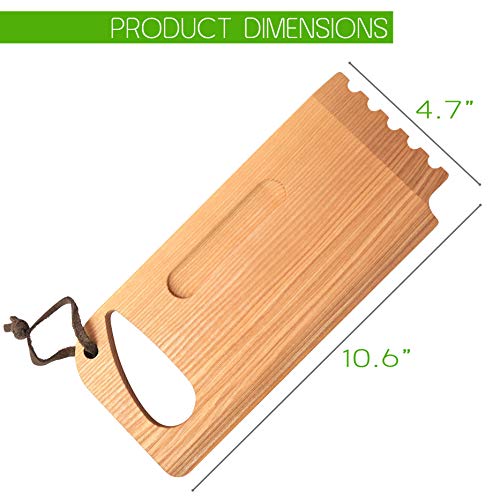 Mr.Art Wood BBQ and Grill Wooden Scraper Tool, Size 10.6β x 4.7β β Made in Europe, Barbeque Cleaner with Grooved and Flat Edge β 100% Natural One-Piece Ash Wood