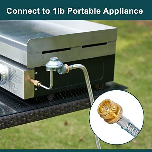 GASPRO 5FT Propane Hose Adapter 1lb to 20lb, Compatible with Coleman Camping Stove, Mr. Heater Buddy Heater, Blackstone Griddle, and More, Connects to 5-100lb Tank