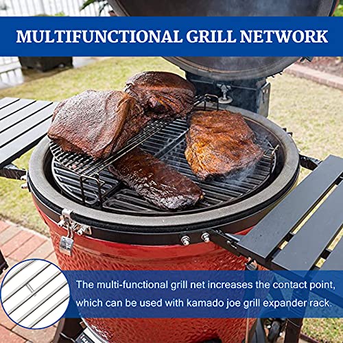 VANKEY 24’’ Half Moon Stainless Steel Cooking Grate for Kamado Joe BJ-HCIGRIDDLE ,XLarge Big Green Egg Grill Grids Grates ,Kamado Joe Big Joe Reversible Griddle Accessories