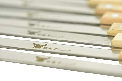 G & F Products 25619 2020 23 Inch Long 5/8 Inch Wide 2mm Thin Stainless Steel BBQ Skewer 8 Piece, Silver