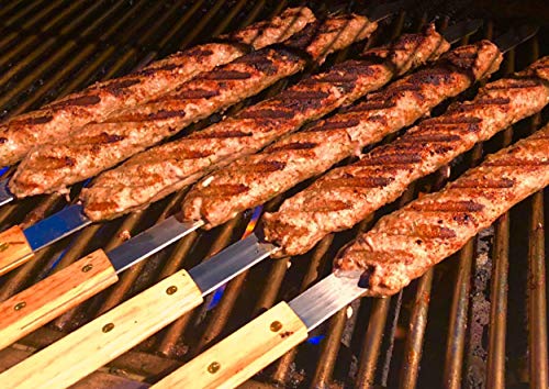 G & F Products 25619 2020 23 Inch Long 5/8 Inch Wide 2mm Thin Stainless Steel BBQ Skewer 8 Piece, Silver