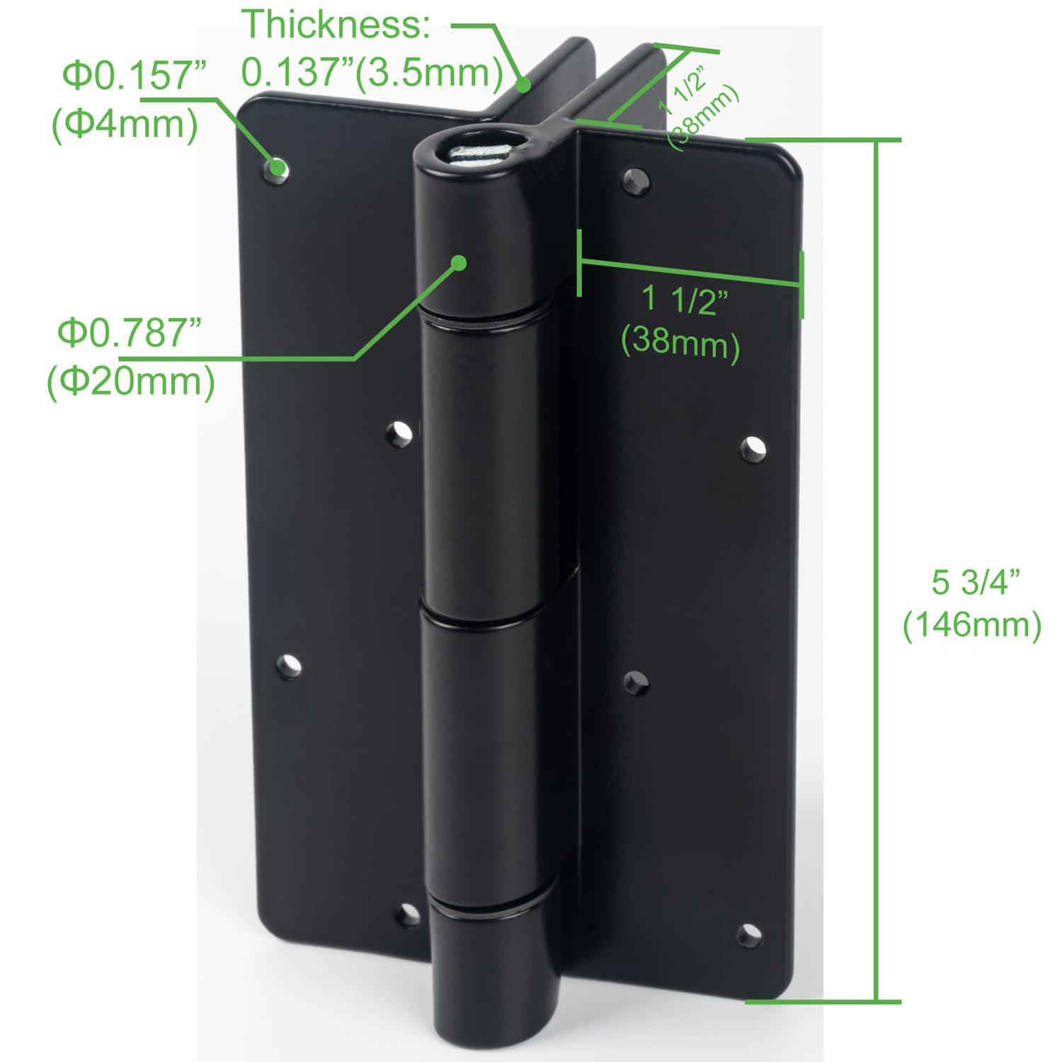 Gudwells Aluminum 5 3/4β Self Closing Metal Safety Gate Hinge for Residential Pool Safety Gate Aluminum Vinyl Iron Wood Gate, Self Closing Force Adjustable Spring Hinges (Sold as a Pair)