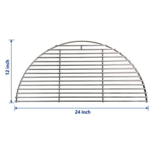 VANKEY 24’’ Half Moon Stainless Steel Cooking Grate for Kamado Joe BJ-HCIGRIDDLE ,XLarge Big Green Egg Grill Grids Grates ,Kamado Joe Big Joe Reversible Griddle Accessories