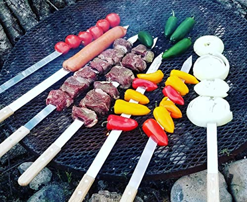 G & F Products 25619 2020 23 Inch Long 5/8 Inch Wide 2mm Thin Stainless Steel BBQ Skewer 8 Piece, Silver