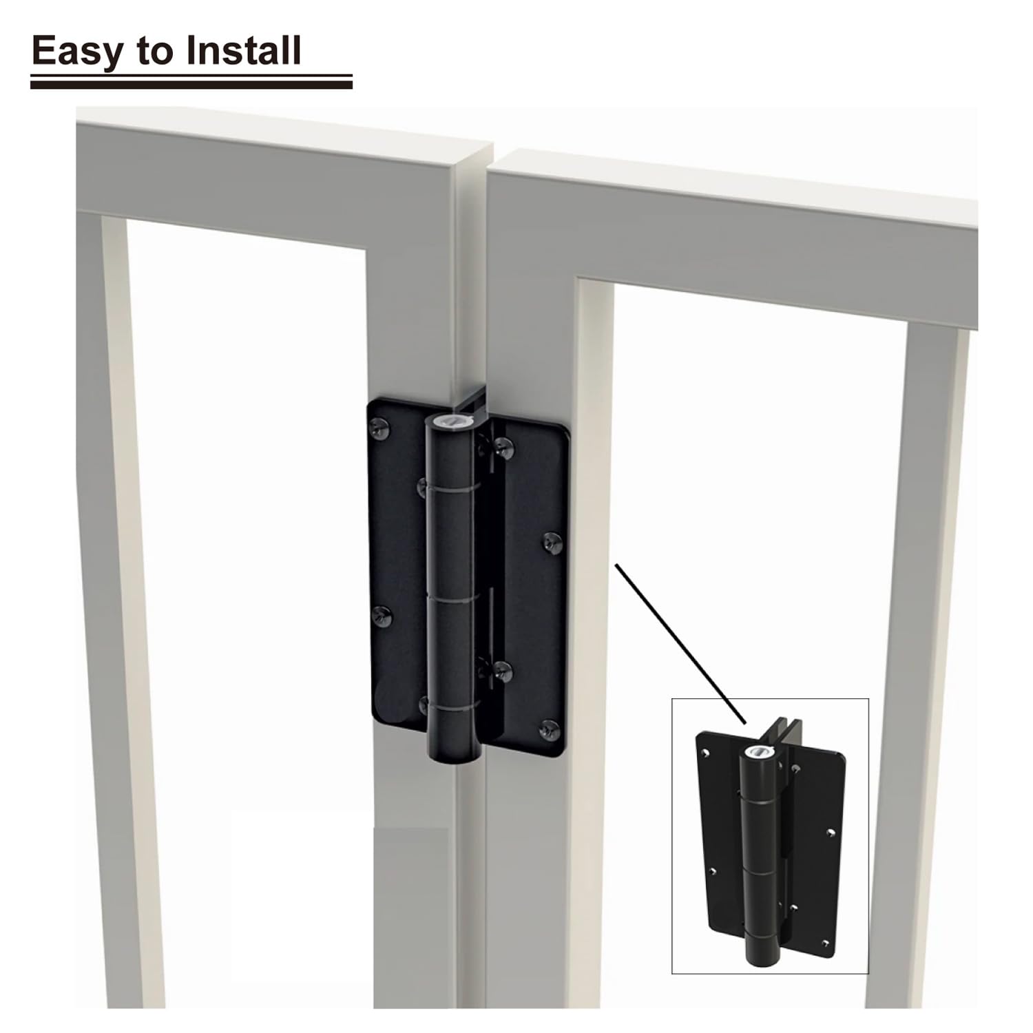 Gudwells Aluminum 5 3/4β Self Closing Metal Safety Gate Hinge for Residential Pool Safety Gate Aluminum Vinyl Iron Wood Gate, Self Closing Force Adjustable Spring Hinges (Sold as a Pair)