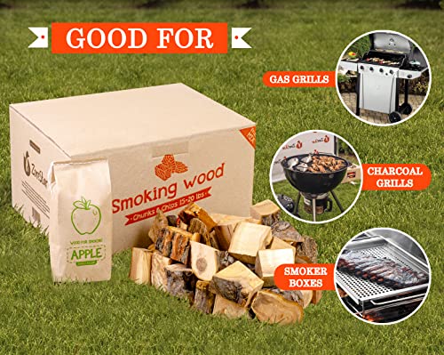 Zorestar Apple Cherry Wood Chips for Smoker (Fruit Mix) - 13-15lb - 100% All Natural Wood Chunks for Smoking and Grilling