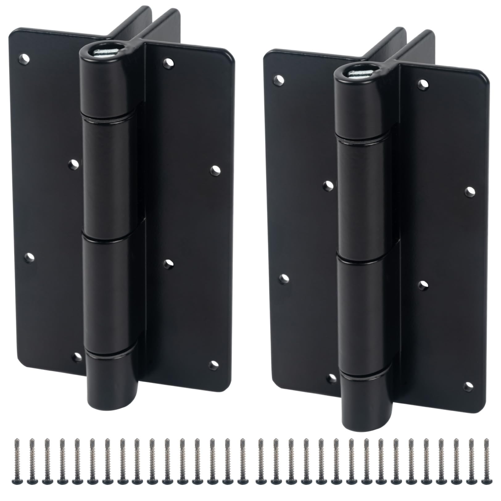 Gudwells Aluminum 5 3/4” Self Closing Metal Safety Gate Hinge for Residential Pool Safety Gate Aluminum Vinyl Iron Wood Gate, Self Closing Force Adjustable Spring Hinges (Sold as a Pair)
