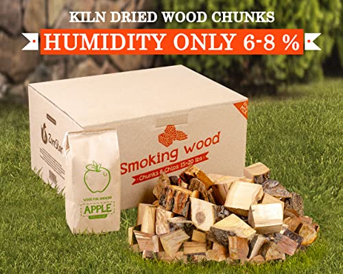 Zorestar Apple Cherry Wood Chips for Smoker (Fruit Mix) - 13-15lb - 100% All Natural Wood Chunks for Smoking and Grilling