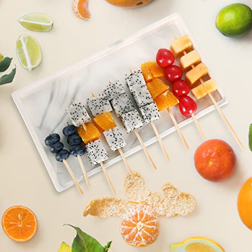Natural Bamboo Skewers for BBQ,Appetizers,and More - Wooden Sticks for Grilling,Ideal for Appetizers,Cake Decoration,Cheese,Cocktail, Marshmallow 200 Count Pack