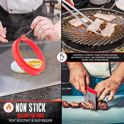 VirtuG Griddle Accessories Kit with Premium Roll-Up Bag for Blackstone and Camp Chef BBQ Accessories β Professional Spatula Accessories BBQ Grill Set β Stainless Steel Barbecue Tools for Camping