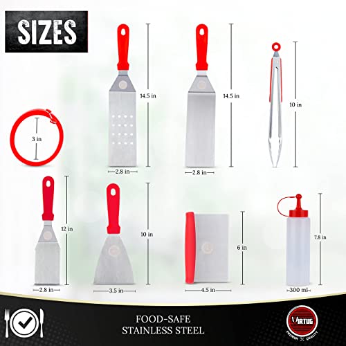 VirtuG Griddle Accessories Kit with Premium Roll-Up Bag for Blackstone and Camp Chef BBQ Accessories β Professional Spatula Accessories BBQ Grill Set β Stainless Steel Barbecue Tools for Camping