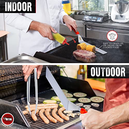 VirtuG Griddle Accessories Kit with Premium Roll-Up Bag for Blackstone and Camp Chef BBQ Accessories β Professional Spatula Accessories BBQ Grill Set β Stainless Steel Barbecue Tools for Camping