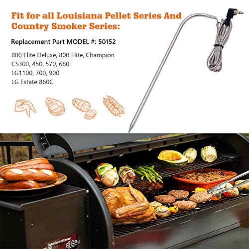 2-Pack Temperature Meat Probe Replacement for All Louisiana Pellet Grills and Smoker Grills, 3.5mm Plug Waterproof BBQ Thermometer Probe Comes with Probe Clip Holder