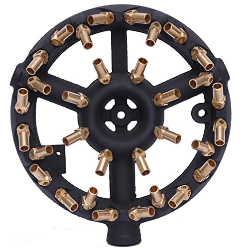 TFCFL 32 Tips Natural Gas Jet Burner, 176,000 BTU Round Shape Nozzle Jet Cast Iron Body with Brass Tips for Chinese Wok Range Grilling Stir Fry