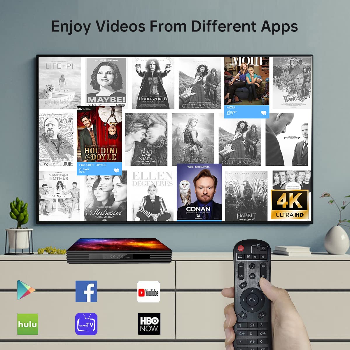 Android 11 TV Box 4GB RAM 64GB ROM W2 Mali-G31 Smart Set Top Box Builtin 2.4G/5G WiFi Bluetooth 4.2, Media Player Support 3D 4K UHD Videos, with Wireless Mini Keyboard