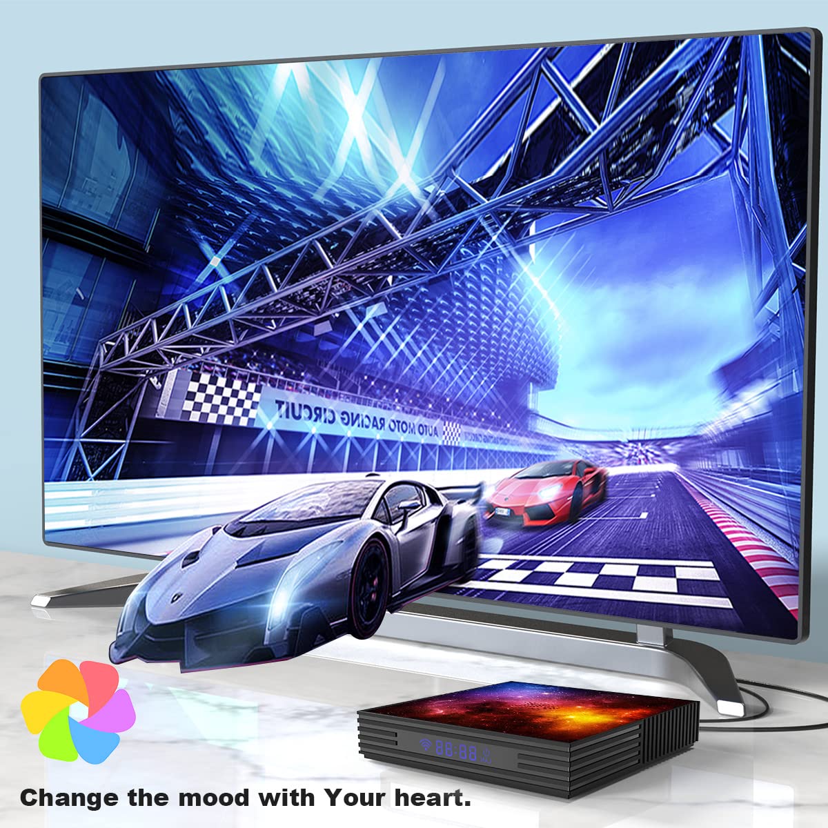 Android 11 TV Box 4GB RAM 64GB ROM W2 Mali-G31 Smart Set Top Box Builtin 2.4G/5G WiFi Bluetooth 4.2, Media Player Support 3D 4K UHD Videos, with Wireless Mini Keyboard