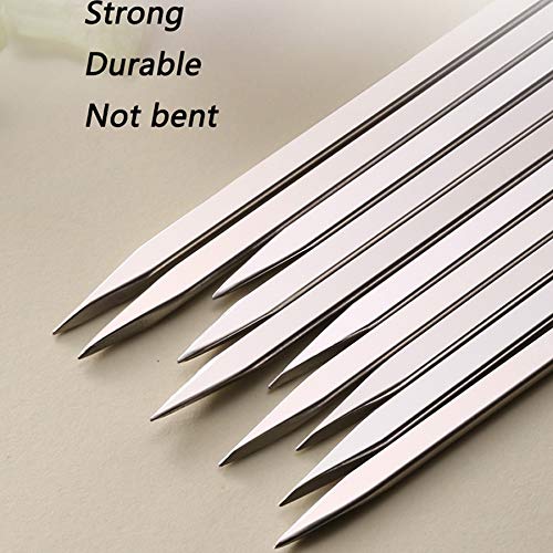 Metal Skewers for grilling 8 PCS, Stainless Steel BBQ Sticks with Wooden Handle 16 inch Kabob Skewer with Campfire Roasting Bag (Wooden)