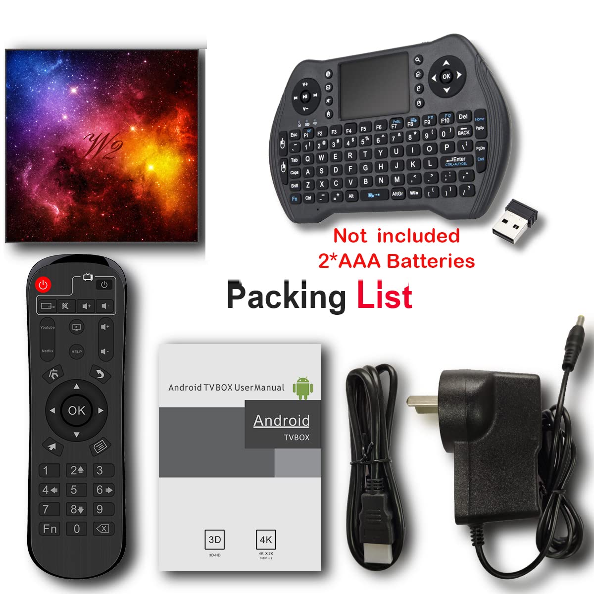 Android 11 TV Box 4GB RAM 64GB ROM W2 Mali-G31 Smart Set Top Box Builtin 2.4G/5G WiFi Bluetooth 4.2, Media Player Support 3D 4K UHD Videos, with Wireless Mini Keyboard