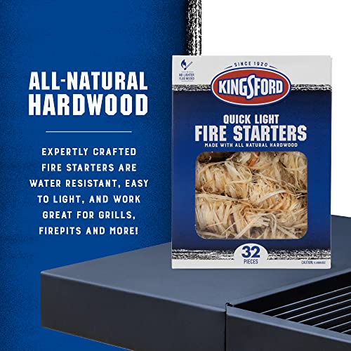 Kingsford Heavy Duty Deluxe Charcoal Chimney Starter & Quick Light Fire Starters | Wooden Fire Starters, 32 Count Fire Starter Rolls