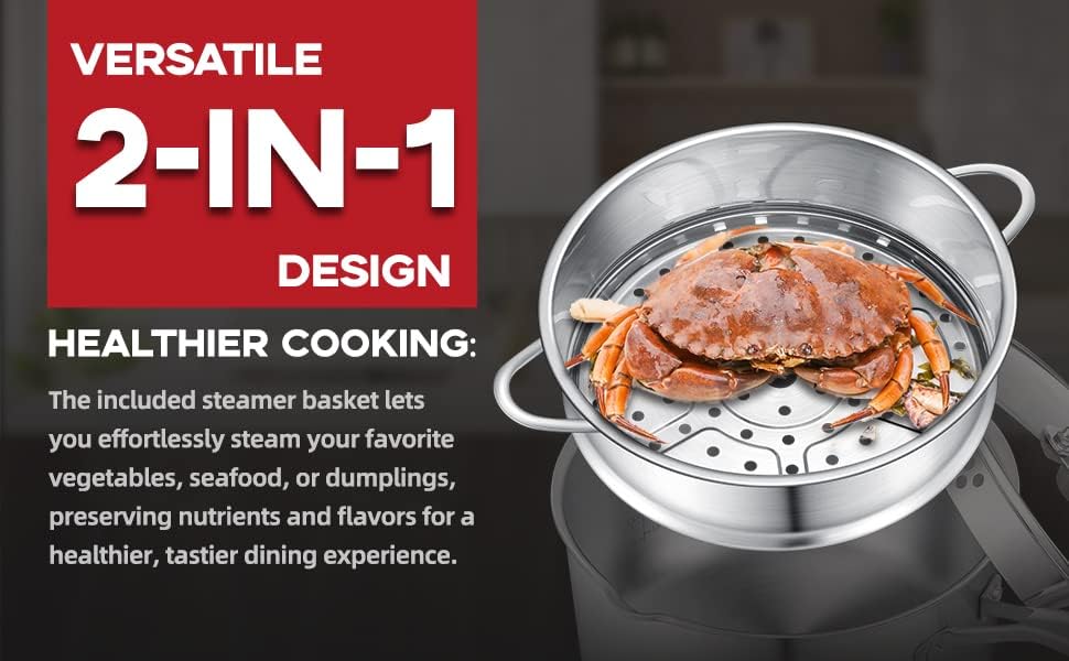 Buttermelt 1.5 Quart Stainless Steel Saucepan with Steamer Basket, Tri-ply Full Body, Multipurpose Sauce Pot with Two-Size Drainage Holes Lid, Perfect For Boiling Gravies, Pasta, Noodles