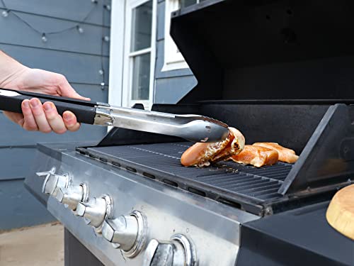 BBQ Mate Gator Grip Snake Eye Tongs - extra long 18" inch heavy duty stainless steel tongs for grilling, cooking, and barbecue