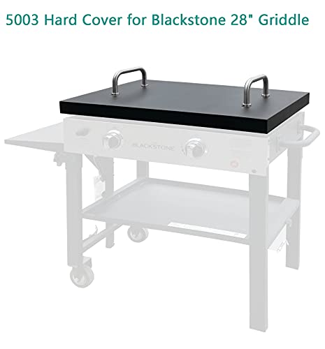 EasiBBQ 5003 Hard Cover for Blackstone 28" Griddle, and 1529 Heavy Duty Grill Cover for Blackstone 28" Griddle, Black