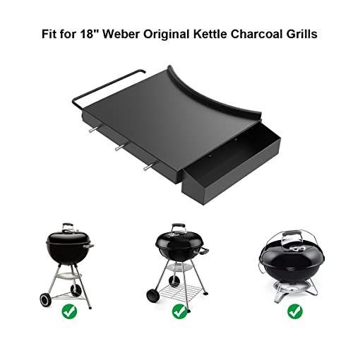 Grill Table Shelf with Grill Caddy for Weber 18" Charcoal Kettle Grills, Portable BBQ Charcoal Grill Table, BBQ Grill Side Table BBQ Accessories Shelf Storage Holder Tray for Weber Grill Side Shelf or Other Kettle Charcoal Grills