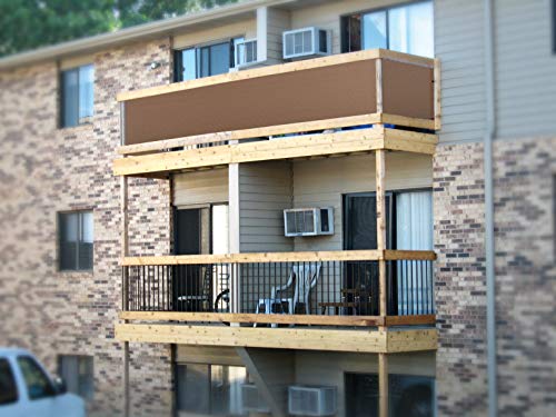 Eden's Decor Balcony Privacy Screen Fence Brown 2'6"x 15' Privacy Screen Mesh UV Protection Weather-Resistant for Patio, Deck, Porch, Railing, Gardening Custom