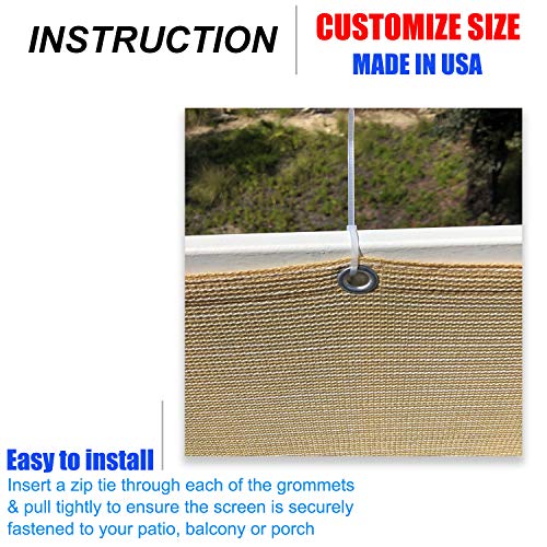 Eden's Decor Balcony Privacy Screen Fence Brown 2'6"x 15' Privacy Screen Mesh UV Protection Weather-Resistant for Patio, Deck, Porch, Railing, Gardening Custom