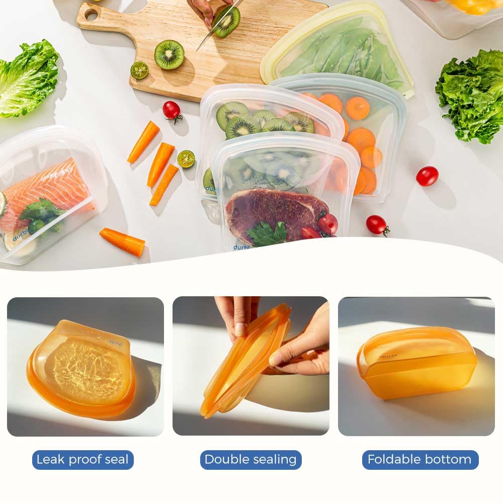 Silicone Freezer Bag for Food Storage,1PCS Gallon Bag (101floz Clear), Large Folding Stand Up Zip Top Container, Home Organization,Travel,Make-up Storage, Freezer, Oven, Microwave (Clear)………