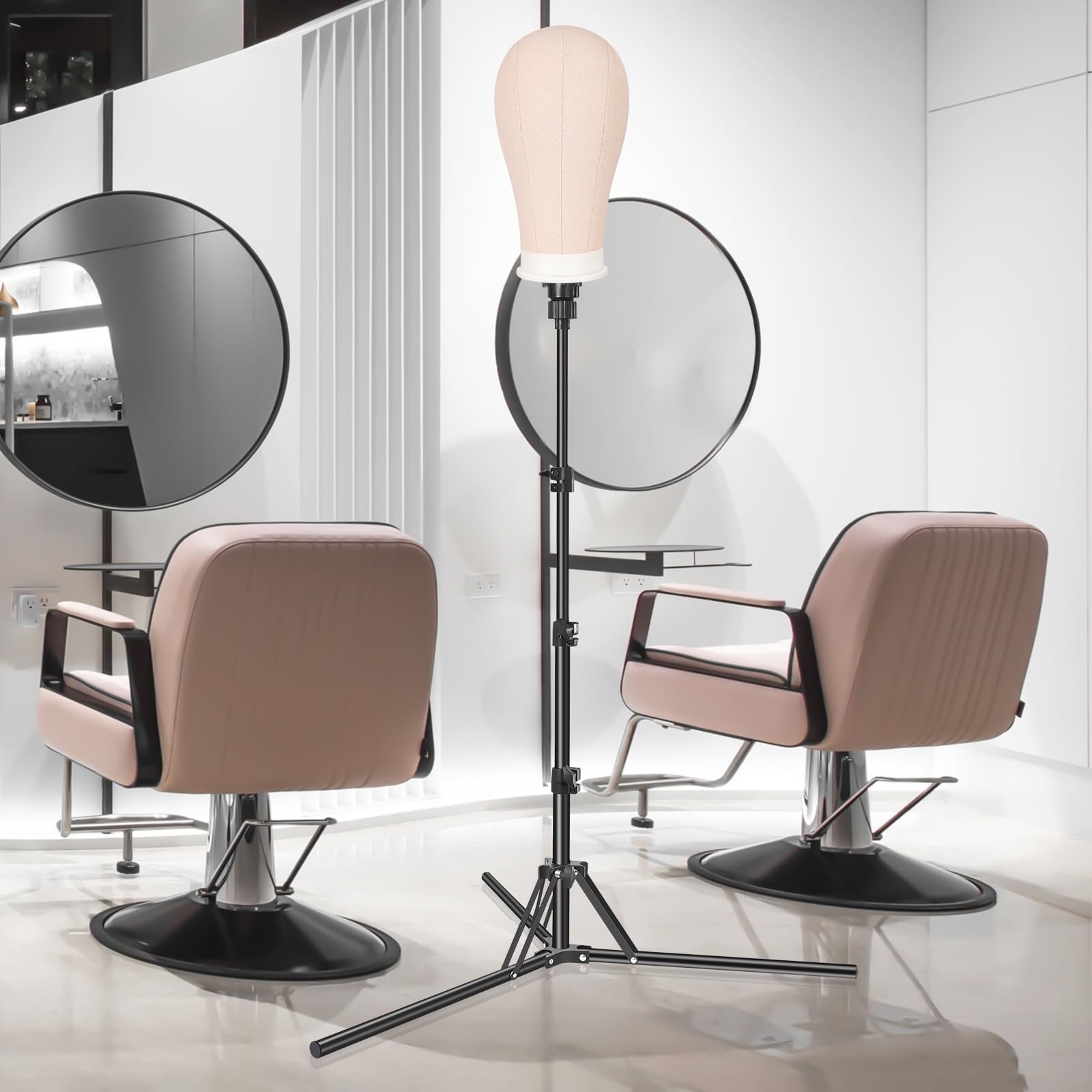Pet Baby Mannequin Head Stand, Adjustable Wig Stand, Reinforced Metal Mannequin Head Stand for Cosmetology Hairdressing Training