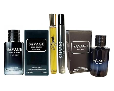 4 pack combo of Savage for Men Eau de Toilette 3.4 oz + Savage Eau de Parfum 3.4 oz + Salvang 35 ml+ 1 Billion 35ml inspired perfume