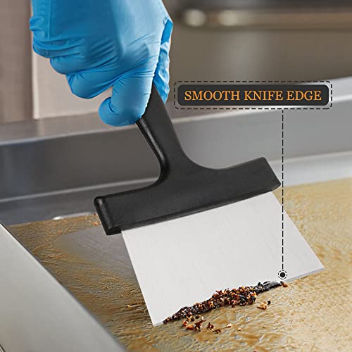 SHANGPEIXUAN Grill Scraper 6.4 Inch Stainless Steel Griddle Scraper with Plastic Handle Versatile Food Scraper Tool for Flat Top Teppanyaki BBQ Blackstone Griddle Accessories