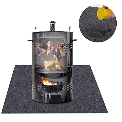 Electric Smoker Mat,Protects wooden floors from liquid and Sauce Spills,Premium Oven Mat,Under Grill Mat,Absorbent material-Contains Smoker Spill,Anti-Slip and Waterproof Backing,Washable (36" x 48")