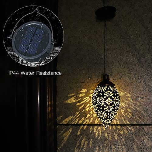 Tomshine Hanging Solar Lights Solar Lantern LED Garden Lights Metal Lamp Waterproof for Outdoor Hanging Decor (2 Pack)