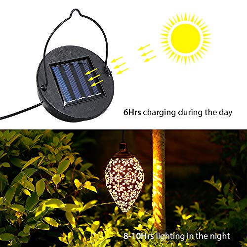 Tomshine Hanging Solar Lights Solar Lantern LED Garden Lights Metal Lamp Waterproof for Outdoor Hanging Decor (2 Pack)