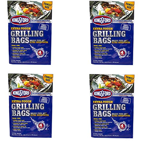 Kingsford Extra Tough Aluminum Grill Bags, for Locking in Flavors & Easy Grill Clean Up, Recyclable & Disposable, 15.5" x 10", Pack of 4 (4)