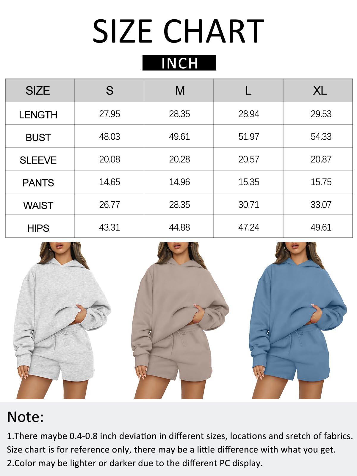 AUTOMET Womens Lounge Sets 2 Piece Outfits Oversized Hoodies Sweatsuit Casual Sweat Shorts Fall Fashion Clothes 2025 Grey M