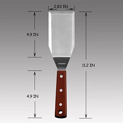 Professional Metal Spatula for Cast Iron Skillets and Flat Top Grills, Full Tang Wooden Handle,1.8mm Thick Stainless Steel Blade, Smash Burger Spatula Turner for Flipper, Cooking, BBQ, 5 Inch x 3 Inch
