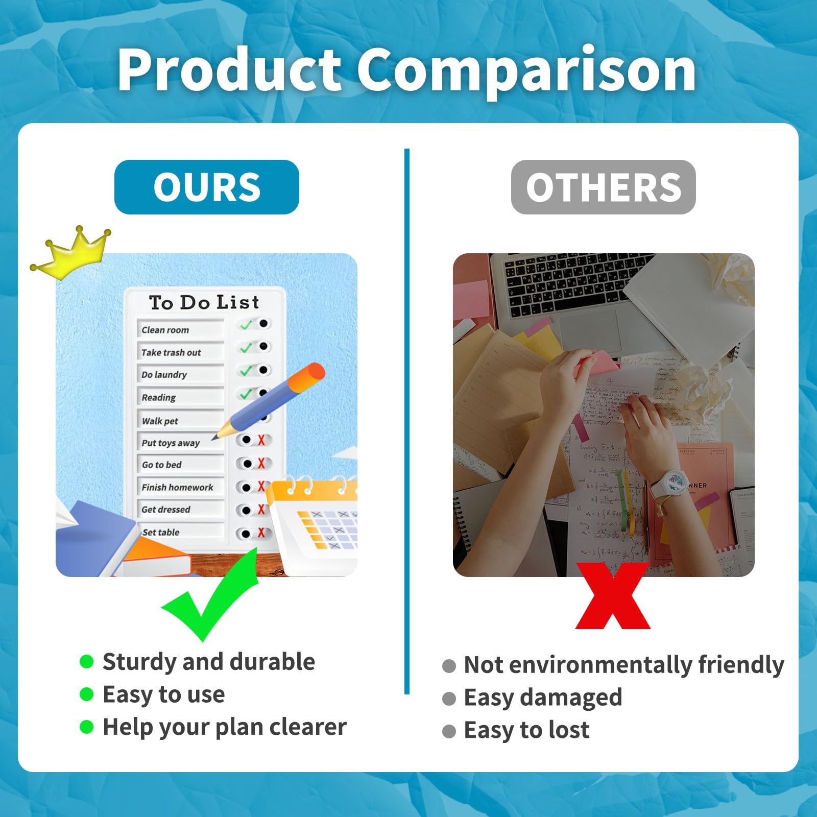 4 Pieces Chores Chart for Kids Multiple Kids - Reusable to Do List with Detachable Cardstock, Sliding Routine Chart, Daily Schedule, and Checklist Board