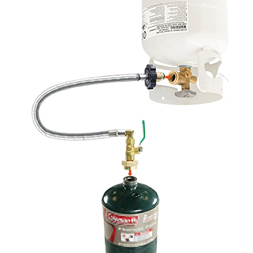 MOFLAME Propane Refill Adapter for 1 lb. Tanks,3 FT High Pressure Stainless Steel Braided Extension Hose,Propane Tank Refill Adapter with On-Off Control Valve for 1 LB Propane Gas Tank