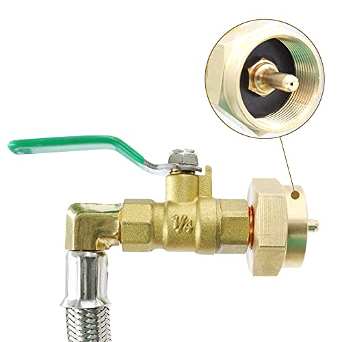 MOFLAME Propane Refill Adapter for 1 lb. Tanks,3 FT High Pressure Stainless Steel Braided Extension Hose,Propane Tank Refill Adapter with On-Off Control Valve for 1 LB Propane Gas Tank