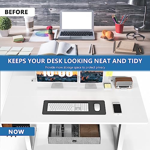 DUMOS Adjustable Height Electric Standing Desk with Drawer,40 x 24 in Ergonomic Computer Table with Splicing Board, Wire Hole and Hook for Workstation for Home, Office, White